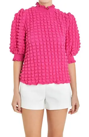 English Factory Textured Mock Neck Top - Pink