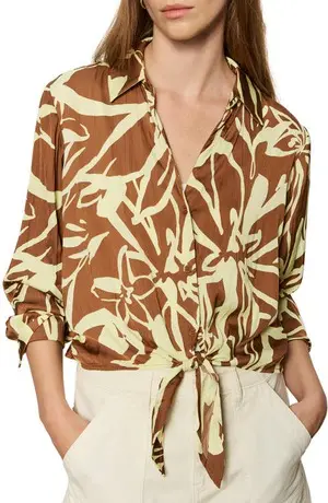 Sanctuary Lover Print Tie-hem Shirt