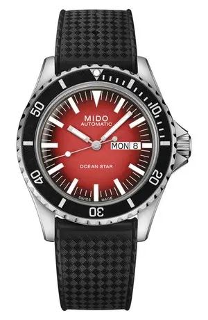 MIDO Ocean Star Tribute Gradient Strap Watch - Black/ Red Gradient