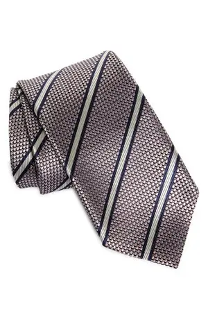 Zegna Paglie Bold Stripe Silk Tie - Pink