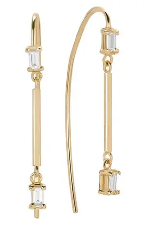 Lana Jewelry 14k Double Baguette Diamond Threader Earrings - Gold