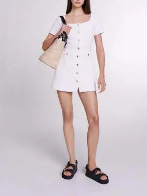 Maje Short Tweed Dress - Ecru