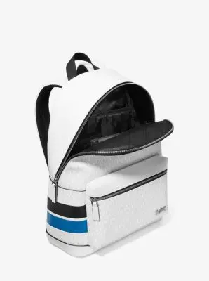 Michael Kors White and Red Backpack with Striking Design Michael Kors Rivington Striped Signature Logo Stripe  main image 4