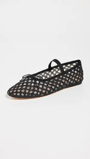 LOEFFLER RANDALL Leonie Raffia Ballet Flats - Black