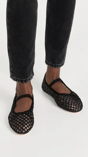 LOEFFLER RANDALL Leonie Raffia Ballet Flats - Black
