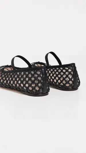 LOEFFLER RANDALL Leonie Raffia Ballet Flats - Black