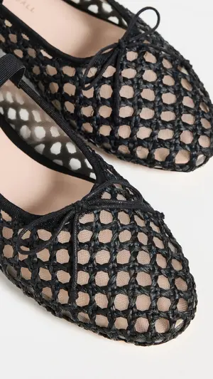 LOEFFLER RANDALL Leonie Raffia Ballet Flats - Black