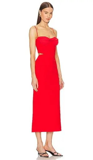 Bardot Martini Midi Dress - Fire Red