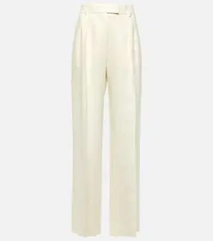THE ROW Antone High-rise Wide-leg Linen Pants - White