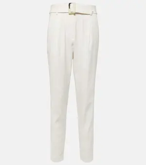 Veronica Beard High-rise Tapered Linen-blend Pants