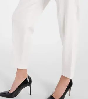 Veronica Beard High-rise Tapered Linen-blend Pants