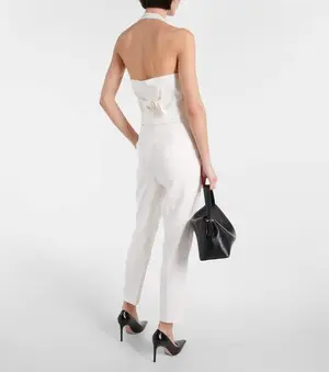 Veronica Beard Arabella Halterneck Linen-blend Vest - Neutrals