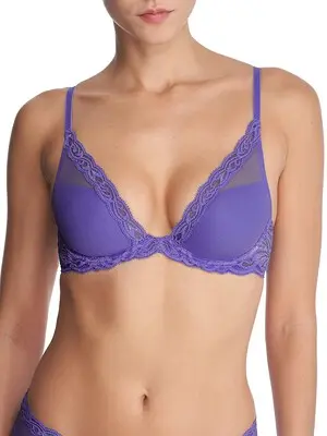 Natori Feathers Plunge T-shirt Bra Blue Lavender