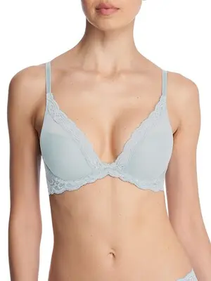 Natori Feathers Plunge T-shirt Bra Blue Pearl