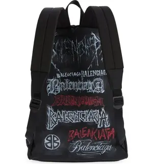 Balenciaga Explorer Metal Graffiti Canvas Backpack - Black