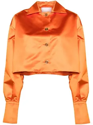 PATOU Cropped Satin Shirt Jacket - Orange