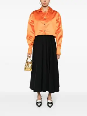 PATOU Cropped Satin Shirt Jacket - Orange