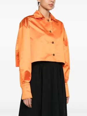 PATOU Cropped Satin Shirt Jacket - Orange