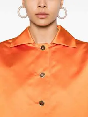 PATOU Cropped Satin Shirt Jacket - Orange