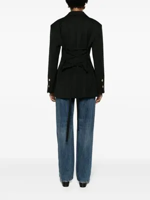 PATOU Single-breasted Belted Blazer - Black