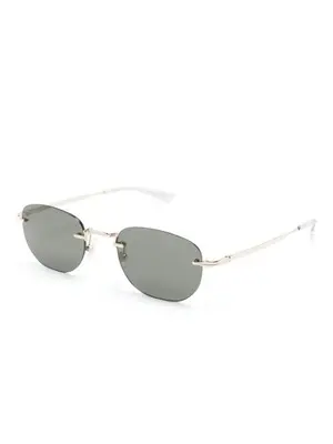 Montblanc Logo-print Oval-frame Sunglasses - Gold