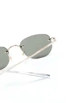 Montblanc Logo-print Oval-frame Sunglasses - Gold