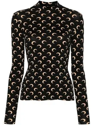 MARINE SERRE Crescent Moon Top - Black