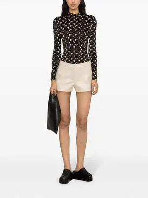 MARINE SERRE Crescent Moon Print Mock Neck Top - Black