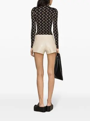 MARINE SERRE Crescent Moon Print Mock Neck Top - Black