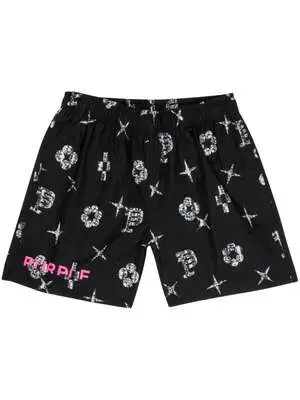 PURPLE BRAND Logo-print Monogram Shorts