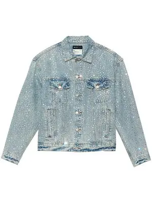 PURPLE BRAND Rhinestone-embellished Denim Jacket