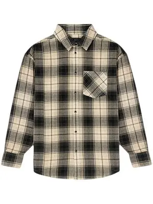 PURPLE BRAND Wordmark Plaid Western Shirt - Brown