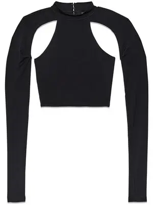 PURPLE BRAND Cut-out Cropped Top - Black