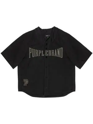 PURPLE BRAND Logo-print Cotton Shirt - Black