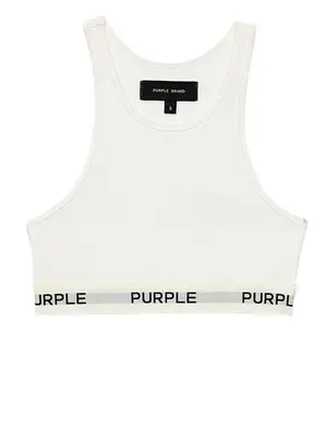 PURPLE BRAND Logo-tape Cropped Top - White