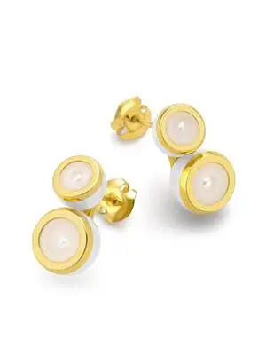TASAKI 18kt Yellow M/g Sliced Bezel Pearl Stud Earrings