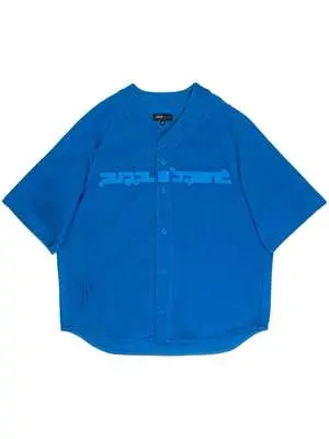 PURPLE BRAND Logo-print Cotton Shirt - Blue