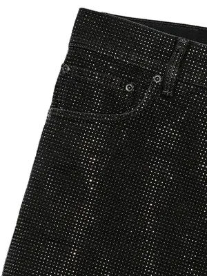 PURPLE BRAND Rhinestone-embellished Denim Miniskirt