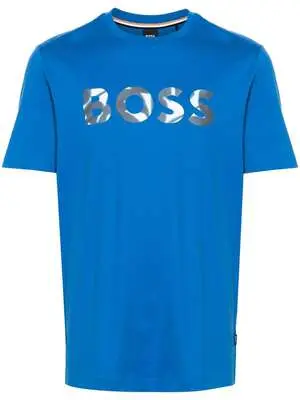 BOSS Logo-print Cotton T-shirt - Blue
