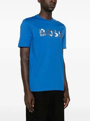 BOSS Logo-print Cotton T-shirt - Blue