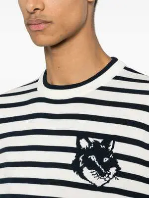 Maison Kitsuné Fox-motif Jumper - Blue