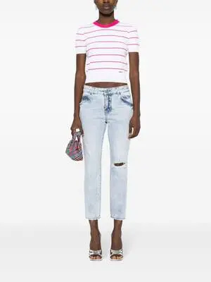 Dsquared2 Striped Ribbed Knit Top