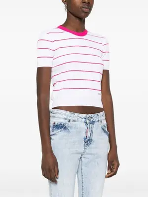 Dsquared2 Striped Ribbed Knit Top
