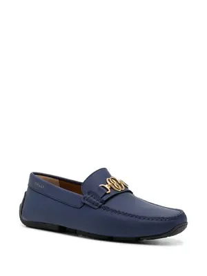 Bally Emblem-plaque Leather Driving Shoes - Blue