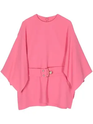 Elie Saab Cady Belted Silk Blouse