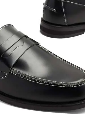 DUKE + DEXTER Contrast-stitching Leather Loafers