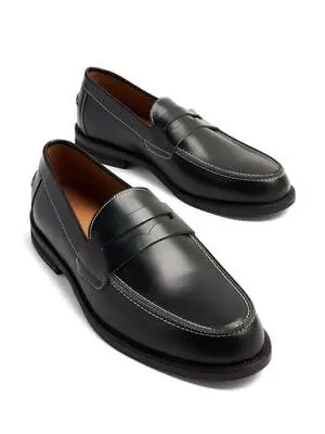 DUKE + DEXTER Contrast-stitching Leather Loafers