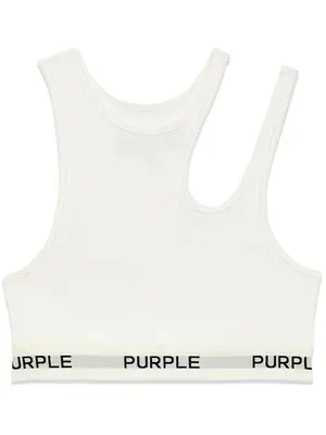 PURPLE BRAND Cut-out Cropped Top - White