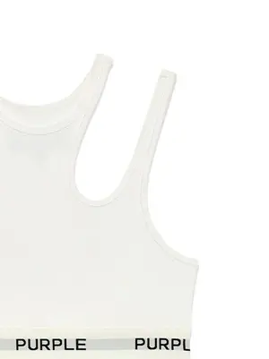 PURPLE BRAND Cut-out Cropped Top - White