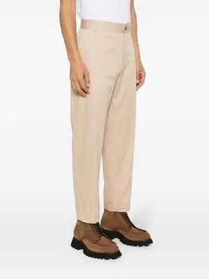 Maison Kitsuné Logo-embroidered Cotton Trousers - Neutrals